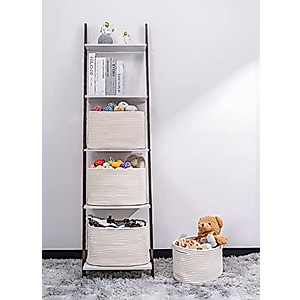 Kriitools Off White Storage Cubes Baskets Bins for Shelves Set of 3, Rectangular Closet Storage Cube Baskets, Skin-friendly Woven Rope Baskets for Organizing, Woven Cube Storage Bins for Baby Nursery