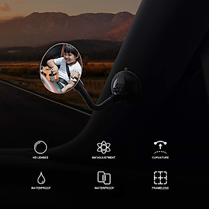 Car Mirror Rear View Mirror Windshield Shatterproof Safety Adjustable Front Facing Suction Cup Mirror for Car Observation