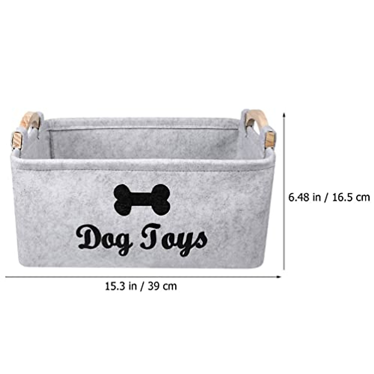 GANAZONO Storage Drawers 2pcs Dog Toy Bin Pet Supplies Storage Basket with Wooden Handle Blankets Basket Toy Organizer Felt Storage Holder for Living Room Playroom Closet Home Organization Toys