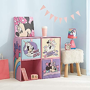 Idea Nuova Disney Minnie Mouse Collapsible Soft Storage Cubby with 3 Collapsible Cubes