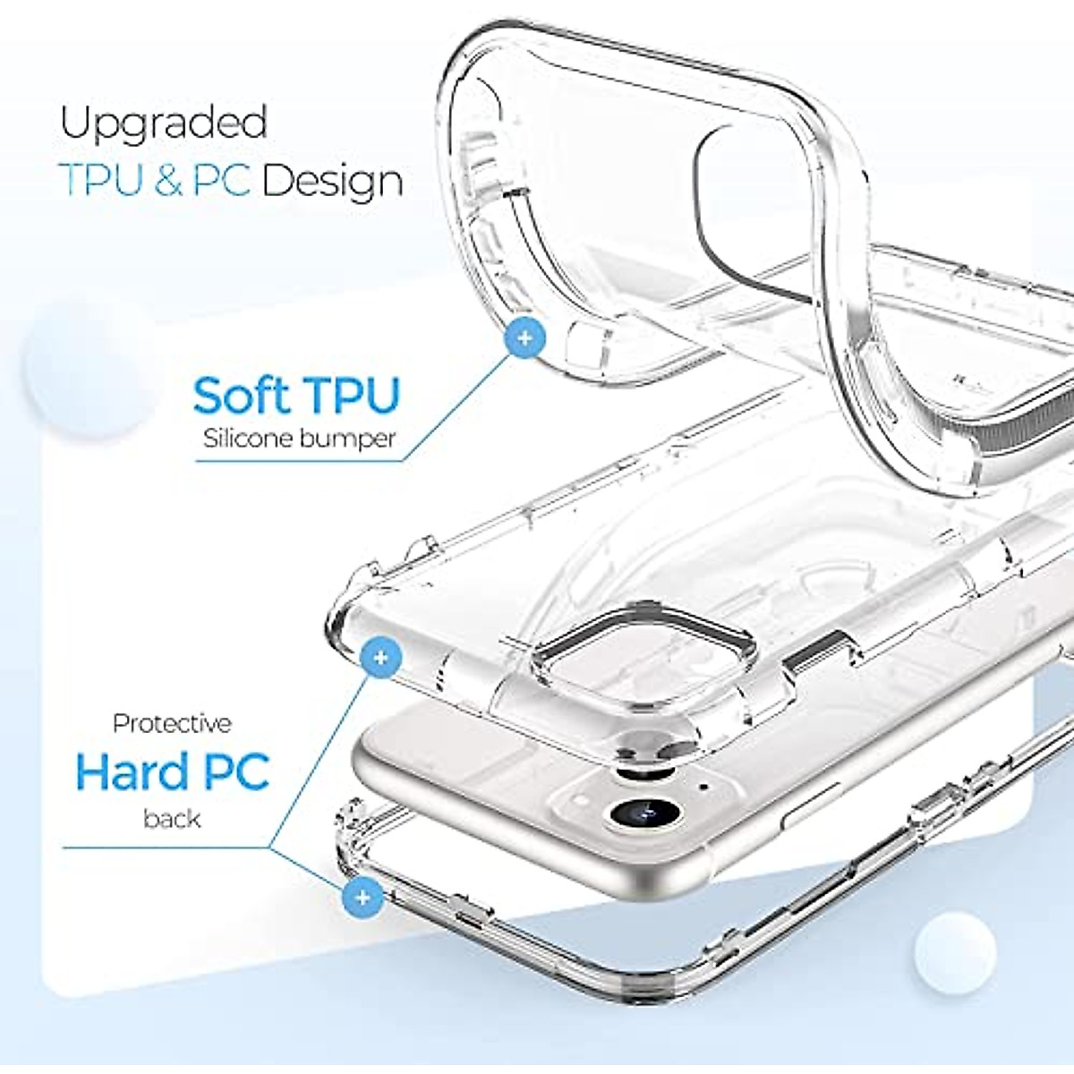 ORIbox for iPhone 14 Case for iPhone 13 Case, Heavy Duty Shockproof Anti-Fall Clear Case