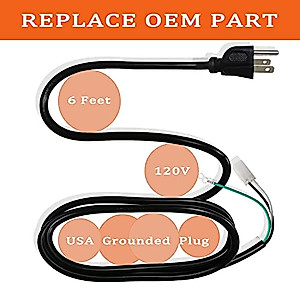 Replacement Barbecue Power Cord, Compatible with Pit Boss& Traeger Wood Pellet Grills, 6 Feet Smoker Grill Power Cord 12
