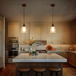 IMPIOIO Gold Pendant Light Seeded Art Glass Shade Mini Modern Hanging Light Fixture for Dining Roon, Over Sink, Hallway, Foyer