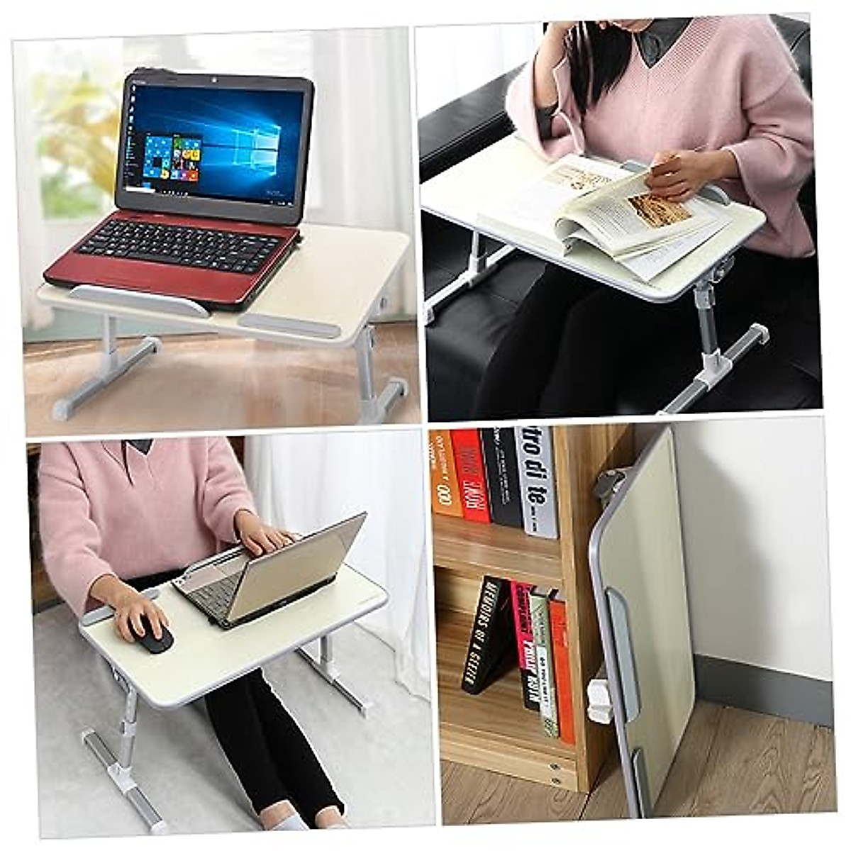USHOBE 1pc Adjustable Computer Desk Desktop Bookcase Metal Tray Couch Tray Mini Size Breakfast Tray Foldable Bed Desk Stand up Office Wooden Desk Office Table Student Study Table The Bed