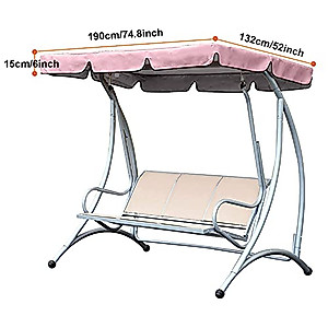 Garden Swing Replacement Canopy Cover, 2 or 3 Seater Patio Hammock Cover Top Waterproof Anti-UV Canopy Swing Covers,210D Oxford Cloth Outdoor Swing Roof Spare Cover,Navy,190x132x15cm/75x52x6''