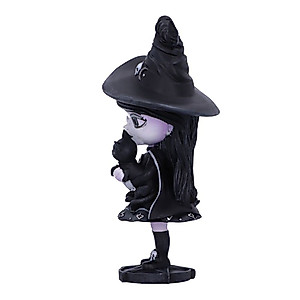 Nemesis Now Cult Cuties Hexara Witch Figurine 15cm, Resin, Black, Cute Witch and Feline Companion Figurine, Perfect Addition to Gothic Collection, Cast in The Finest Resin, Expertly Hand-Painted