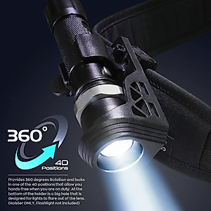 LIVANS Flashlight Holster for Belt, Flashlight Holder with Lever Side Lock System Rotatable Torch Holder Fit for 1"-1.55" Dia. Flashlight