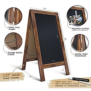 HBCY Creations 40" x 20" Rustic Brown Solid Pine Wood A-Frame Magnetic Chalk Board Sign, Menu Chalkboard, Framed Chalkboard, Outdoor Sign, Standing Chalkboard, Sandwich Board