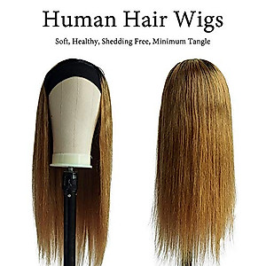 Human Hair Headband Wigs for Black Women (16 Inch, Ombre-1b27 Straight)