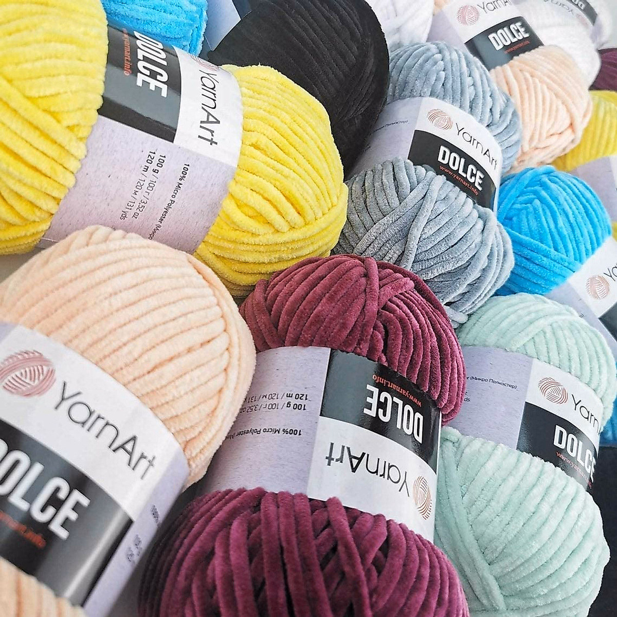 Yarn Art Dolce Yarn 100% MicroPolyester Velvet Blanket Amigurumi Super Bulky :6 Baby Chenille Yarn (1 Skein, 769-DARK Pink)