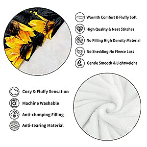 WIBUE Sunflower Blanket 50"x40" with 2 Sunflower Pillow Covers 18"x18",Decorative Fleece Throw Blanket 3 Piece Set,Fuzzy Soft Cozy Warm Lightweight Blanket for Sofa,Couch,Bed,Travel,Camping