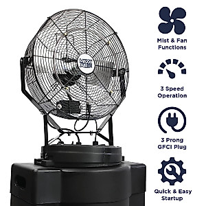 Maxx Air Premium Misting Fan w/Standalone Tank, Swamp Cooler for Commercial, Residential, Athletic Use (Mid Pressure 18")