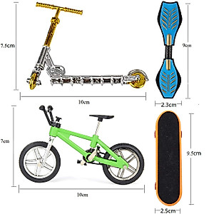 Hotusi Mini Finger Sports Skateboards/Bikes/Swing Boards/Scooter Set for Party Favors Educational Finger Toy(4 Pcs)