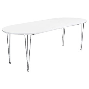 Coaster Home Furnishings Heather Oval Dining Table with Hairpin Legs Matte White and Chrome