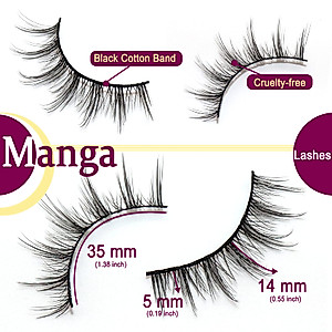 Manga Lashes, Anime Lashes Natural Look Wispy Soft Lashes Look Like Clusters 10 Pairs Pack