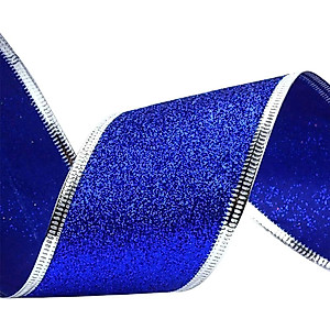 Gardeningwill 33Ft/10Meters Blue Glitter Christmas Ribbon Wreath Present Wedding Arts Crafts Gift Wrapping