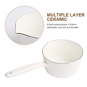 1.2L Saucepan, Nonstick Milk Pan with Pour Spouts, Butter Warmer, Melting Milk Boiling Porridge Soup Saucepan Gas Stove Enamel Milk Pot with Handle for Home Kitchen(White)