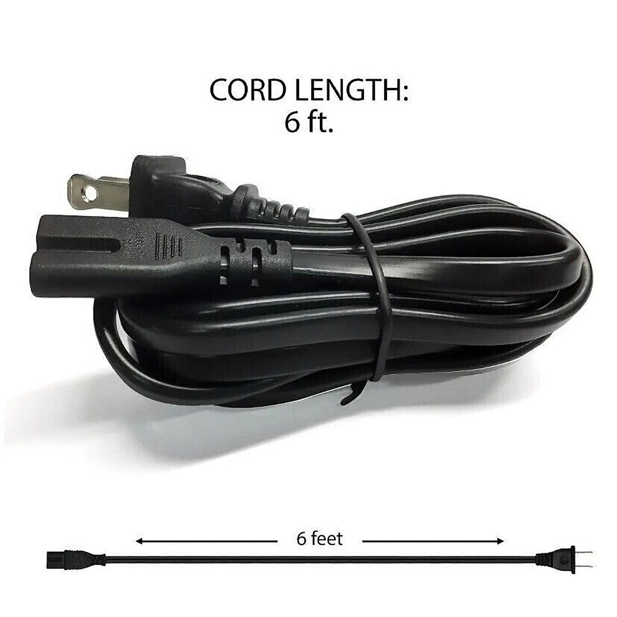 Xzrucst 6Ft 2 Prong Polarized Power Cord for Arris Router Modem; Vizio Sharp Sanyo Emerson TV; Sony Playstation 1 2 PS1 PS2 XB DC Console System; Bose Companion 3 5 Speaker Audio System AC Wall Cable