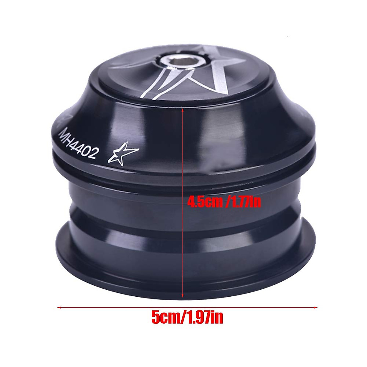 Headset Aluminium Alloy Bike Front Fork Stem Headset Straight Tube Bearing Headset for Most Bike with 44mm Head Tube(Black)