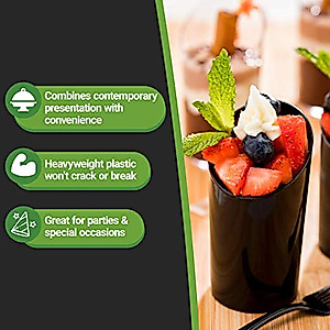 Restaurantware 3 Ounce Shot Glasses 100 Round Incline Cups - With Black Finish Disposable Plastic Shot Glasses For Serving Samples At Wedding Banquets And Catered Events