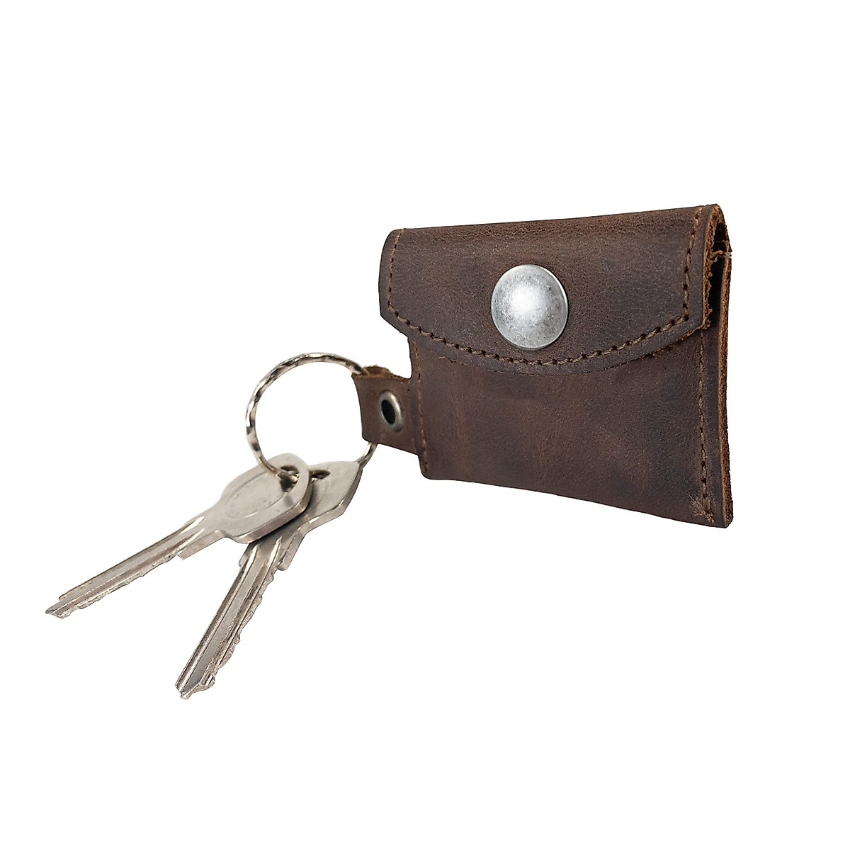 Hide & Drink, Leather Tiny Coin Holder Keychain/Key Ring/Holder/Pouch/Case/Accessories, Handmade Includes 101 Year Warranty :: Bourbon Brown