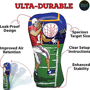 Island Genius Inflatable Football Toss Party Game, 60-Inch Football Player Football Target Practice for Kids, Football Games for Kids Party, Football Toys Football Games for Boys 8-12 Girls & Family