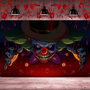 Halloween Clown Decorations Scary Carnival Backdrop Halloween Clown Banner Creepy Clown Background Photography for Horror Circus Carnival Halloween Party Decor Supplies Scary Evil Vampire (Scary)