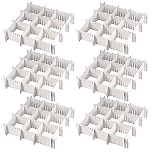 MUKCHAP 72 Pieces DIY Plastic Grid Drawer Organizer, 12.6 Inch Plastic Grid Drawer Dividers, Plastic Adjustable Drawer Dividers Organizer for Sock, Underwear, Scarf, White