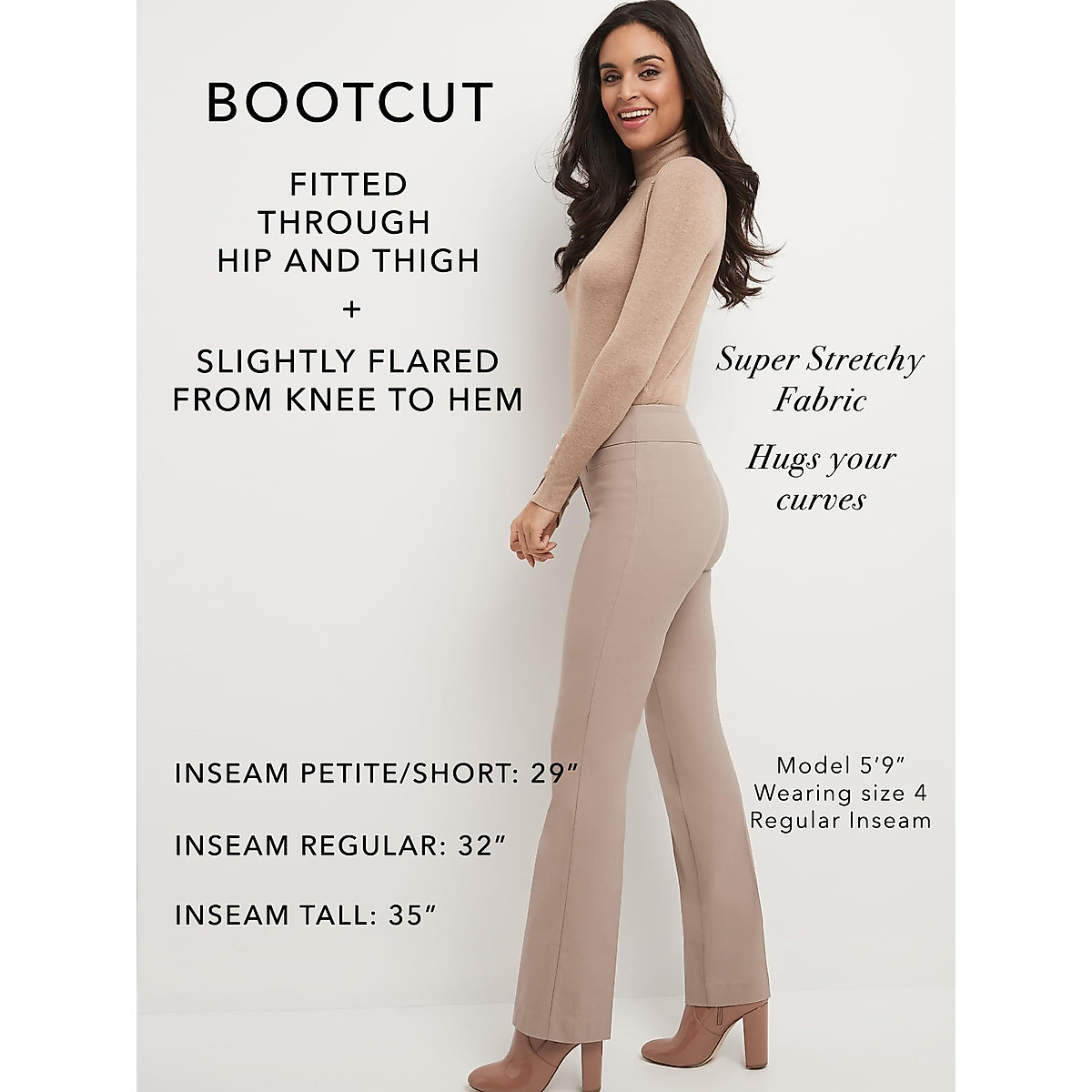 Rekucci Womens Ease into Comfort Bootcut Pant (16, Black)