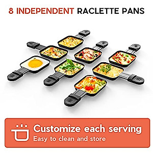 Voohek Korean BBQ Grill Raclette Table Grill Hibachi Electric Indoor Grill 2 in 1 Non-stick Grilling Plate and Natural Cooking Stone Adjustable Temperature 8 Raclette Pans 8 Wooden Spatulas 1300W