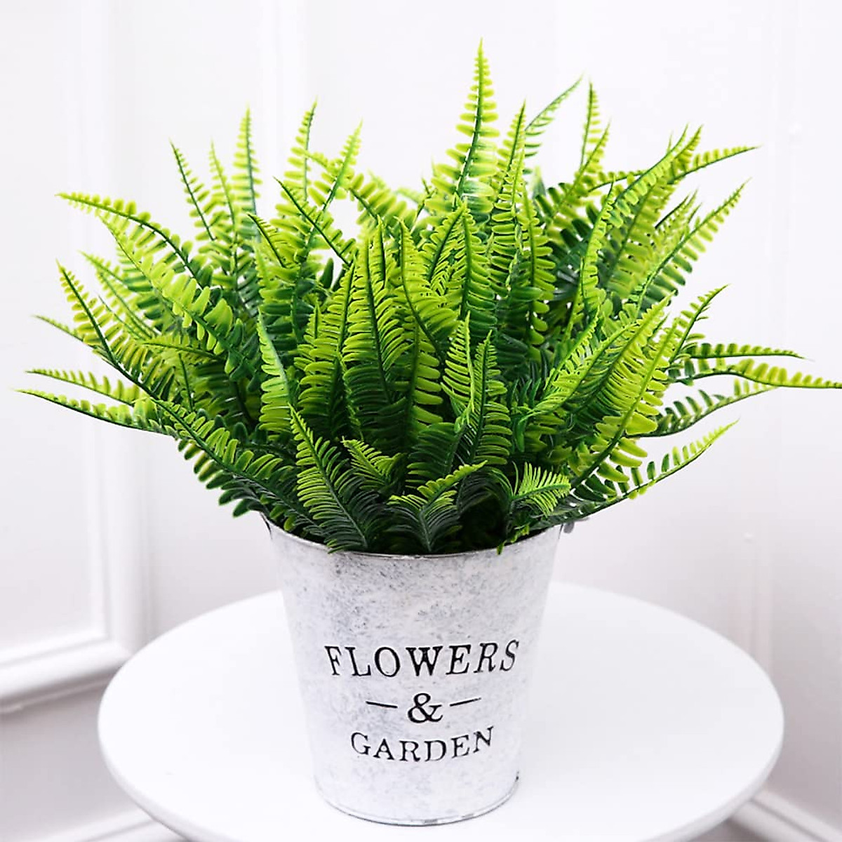SzJias Artificial Ferns for Outdoors Fake Fern Plants Faux Boston Fern Plant for Room Home Garden Decor (4 Pcs)