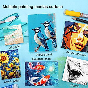 AUREUO Mini Stretched Canvas - 3x3 Inch/24 Pack - 2/5 Inch Profile Small Square Canvas - Gift Set Bulk Pack Canvases for Acrylic Painting & Craft