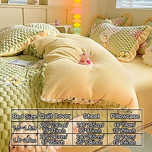 XHCTNN Milk Fleece Sheets King Size - Extra Soft Warm Quilt Cover Pillowcase Beding | 1 Sheet | 1 Quilt Cover | 2 Pillowcase(G,1.8~2.0m/220 * 240cm)