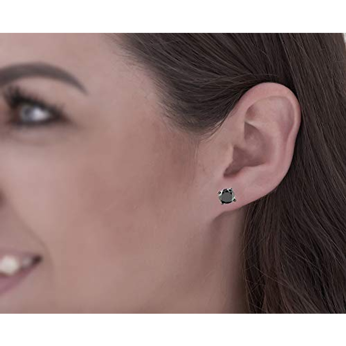 Pompeii3 14k Black Gold 1 Ct T.W. Round-Cut Black Diamond Studs Screw Back Women's Earrings