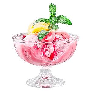 Dessert Glass Cup Ice Cream Bowl 190ml Crystal Clear Pudding Bowl with Pedestal Round Glass with Tulip Vintage Drinking Glassware for Soda Milkshake Juice Cocktail Sundae Trifle Party Serving Glass