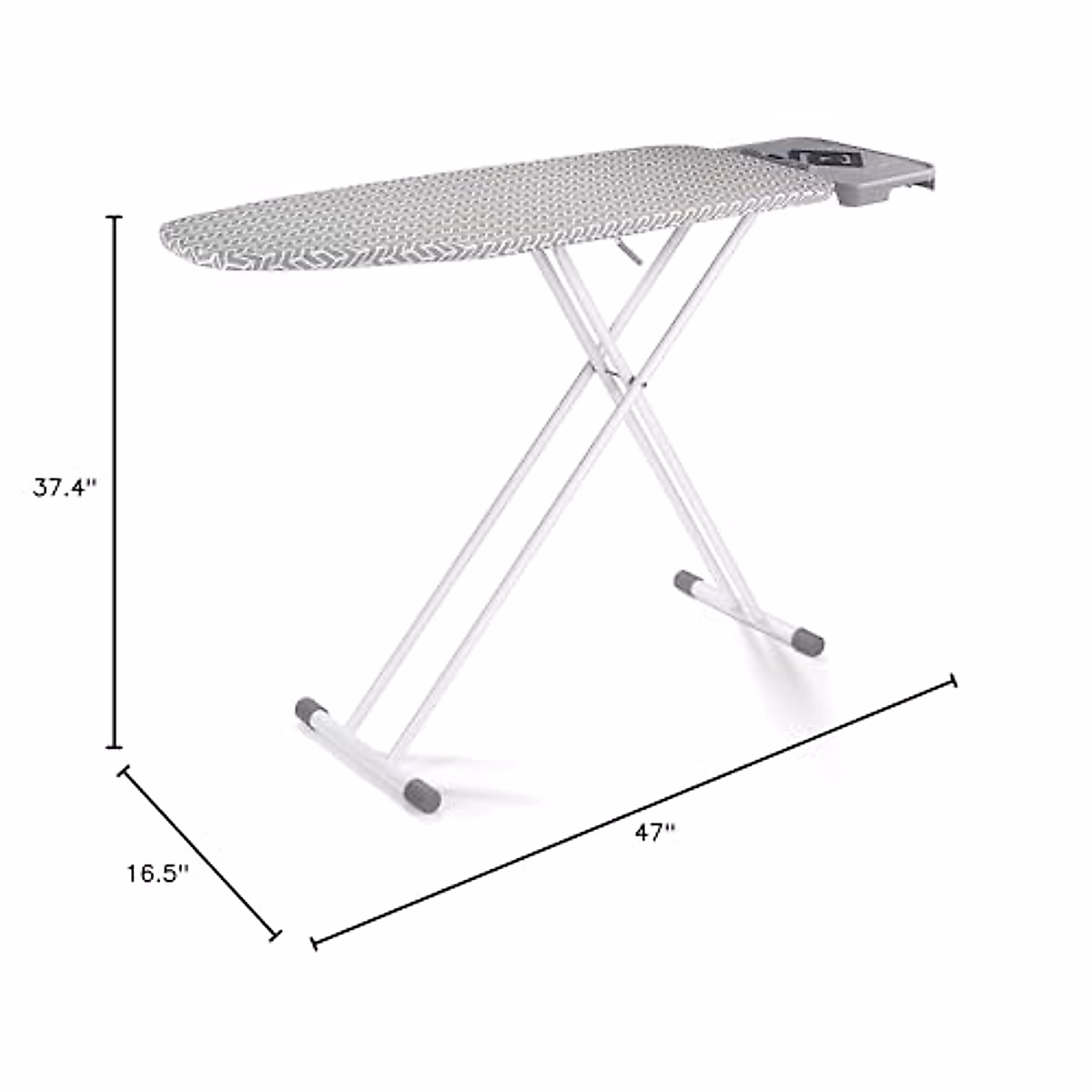 Polder Stowaway Ironing Board with 47 x 16.5-Inch Ironing Surface and Fold-Over Iron Rest with Storage