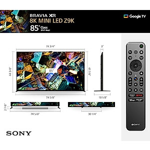 Sony 85 Inch 8K Ultra HD TV Z9K Series: BRAVIA XR 8K Mini LED Smart Google TV with Dolby Vision HDR and Exclusive Features for The Playstation® 5 XR85Z9K- Latest Model,Black
