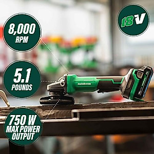 Metabo HPT 18V MultiVolt™ 4-1/2-Inch Cordless Angle Grinder, Tool Only - No Battery, Paddle Switch, 8,000 RPM, 5 Safety Features, Auto Mode, G1812DFQ4