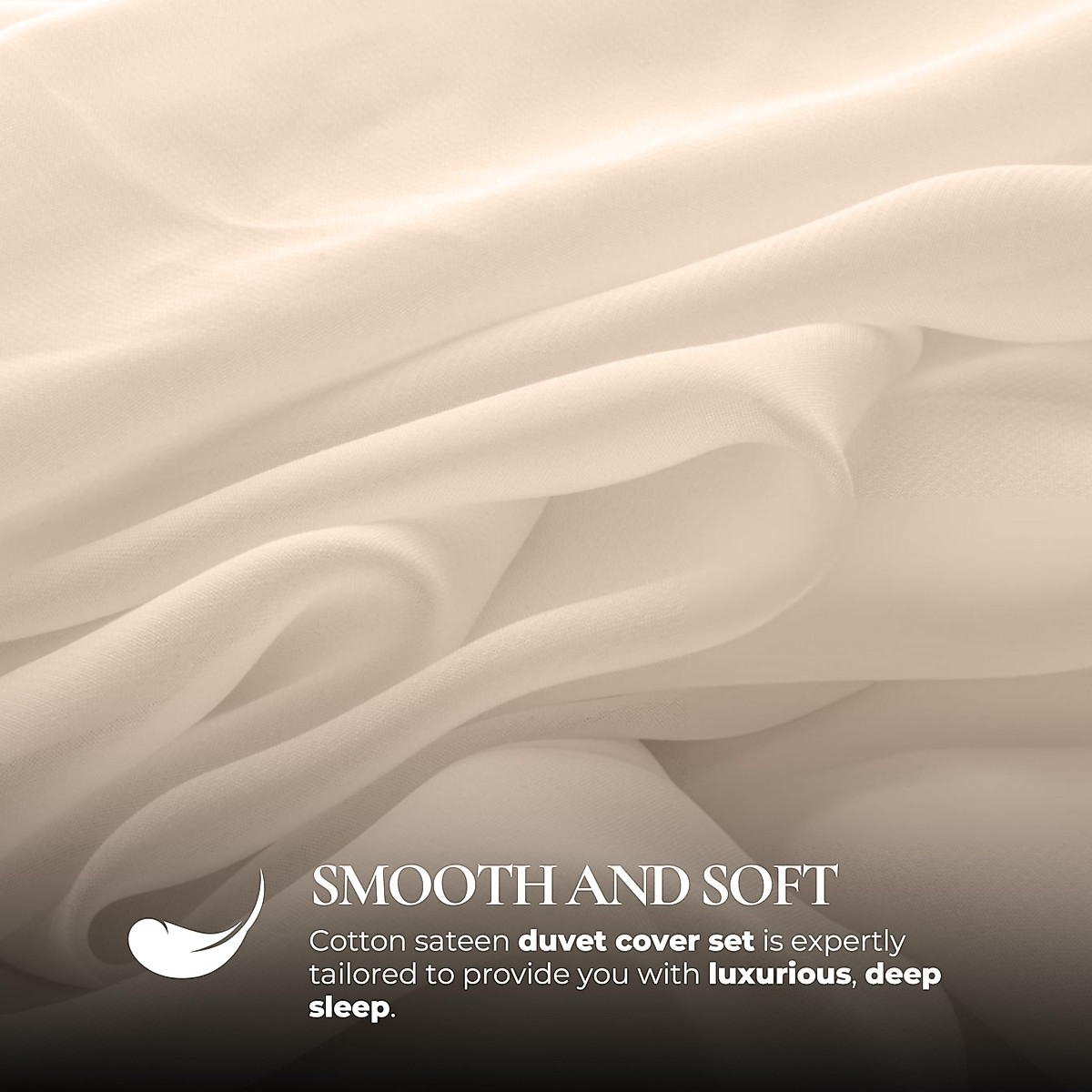 Sleep & Beyond 100% Organic Sateen Duvet Cover Set - Luxurious Bedding for Restorative Sleep - Soft - Breathable - Durable and Reusable - King 104x92 inch Classic Ivory