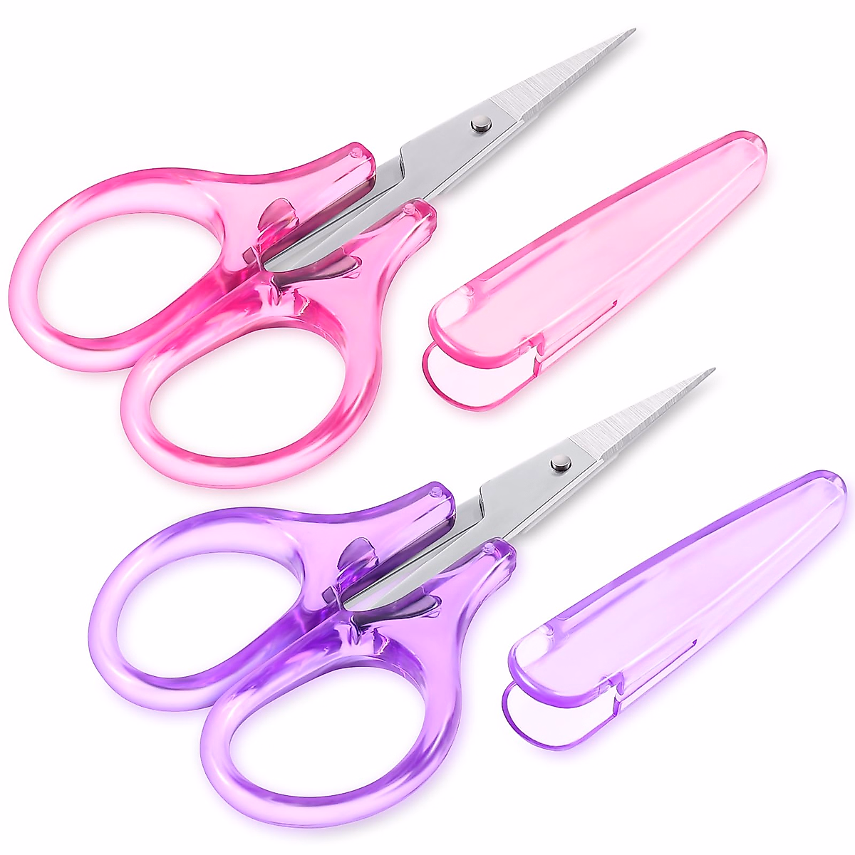 3.4 Inch Craft Scissors, 2 Pcs All Purpose Scissors Scrapbooking Scissors Straight Cutting Mini Scissors with Protective Cover for Embroidery Quilting Sewing Knitting Crafting Cross Stitch Crochet