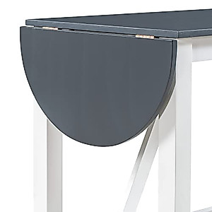 Harper & Bright Designs 3 Piece Counter Height Kitchen Dining Set with Drop Leaf Dining Table and 2 Dining Padded Chairs, Dining Room Set for Small Places, White