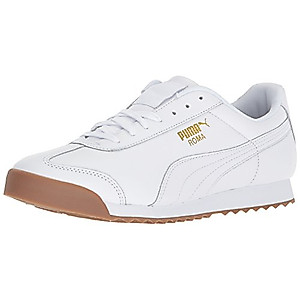 PUMA Mens Roma Sneaker, PUMA Mens White-PUMA Mens Team Gold, 9.5