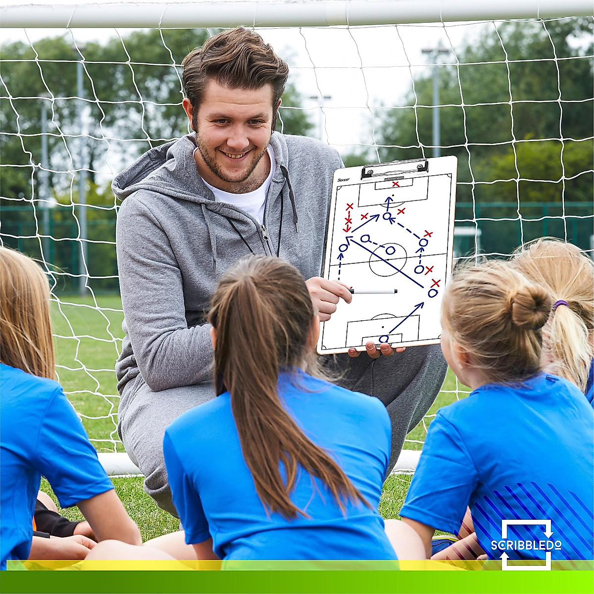 Scribbledo Soccer Dry Erase Coaching Board 15"x9" Soccer Whiteboard for Coaches Soccer Coaching Equipment Accessories Tactics Field Board Clipboard The Perfect Coach Gifts