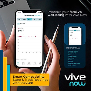 Vive Precision Smart Oral Thermometer - FSA/HSA Approved Medical Grade Body Temperature Reader for Adults, Babies - Digital Fever Monitor with App for Home Use, Under The Tongue, Armpit & Rectal