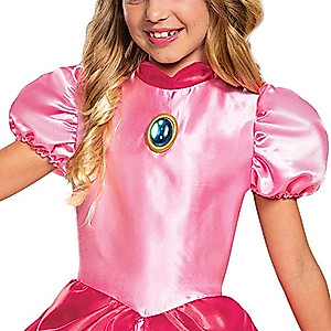 Disguise Princess Peach Costume Dress, Nintendo Super Mario Bros Classic Dress Up Outfit for Girls, Kids Size Pink Medium (7-8)
