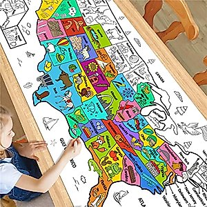 Giant Coloring Poster of USA MAP for Kids - Large Coloring Book for Children - Educational Poster for Home, Classroom, and Birthday Party - 70x30 Inches (USA Map)