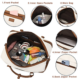 Enoshi Luggage Overnight Bag for Women Canvas Travel Duffel Weekender Bag Shoe Compartment Three-Piece