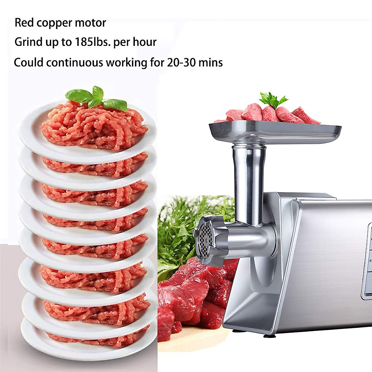 Sunmile SM-G73 Heavy Duty Electric Meat Grinder and Sausage Stuffer Maker 1000W Max with Stainless Steel Cutting Blade and 3 Cutting Plates and 1 Big Sausage Stuff, ETL Certificated