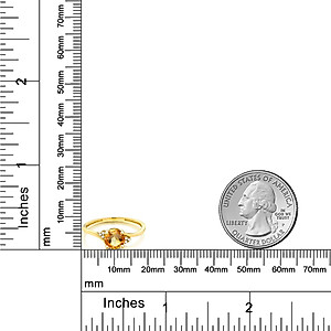 Gem Stone King 10K Yellow Gold Yellow Citrine and Diamond Accent Engagement Ring For Women (0.75 Cttw, Gemstone Birthstone, Available in size 5, 6, 7, 8, 9)