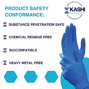 Kashi Scientific Medical Examination Nitrile Gloves - Small - Powder-Free, Latex-Free, Finger Tip Textured Gloves, 4 mil Thick Blue Glove, Patient Safe, Food Safe - Box of 100 Nitrile Exam Gloves